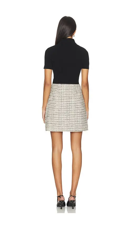 Theory Short Sleeve Roll Neck Dress With Tweed Skirt