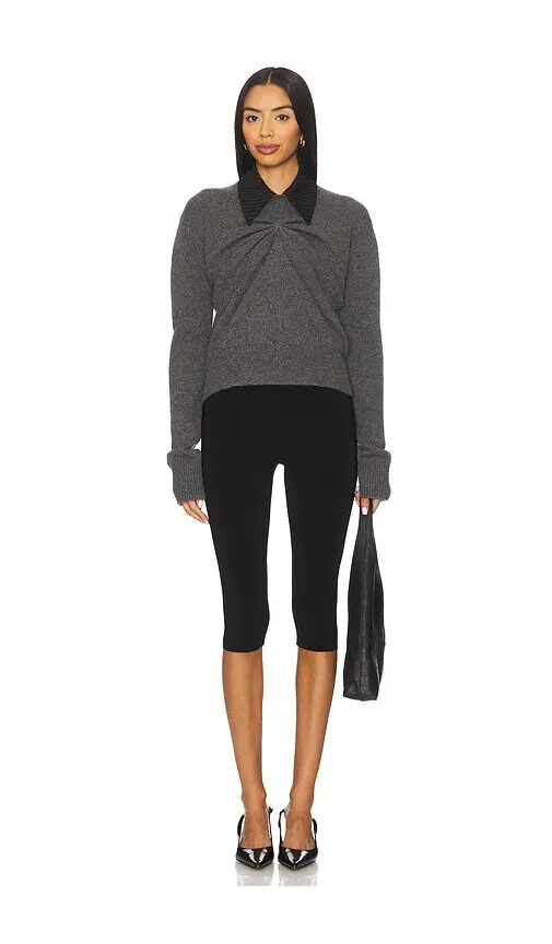 KATE BARTON Pinched Crewneck Sweater With Collar