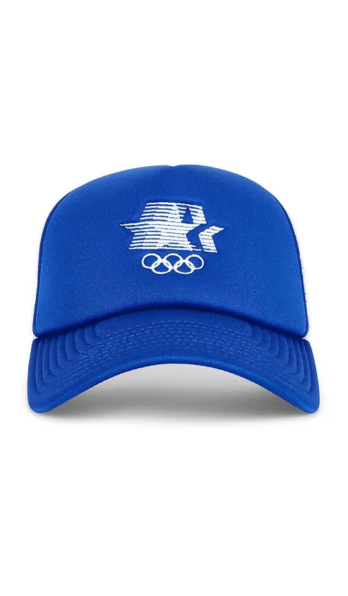 OLYMPICS HERITAGE Los Angeles 84 Stars And Rings Foam Trucker Hat - Blue & White