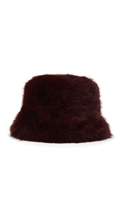 Jocelyn Oversized Faux Fur Bucket Hat - Burgundy