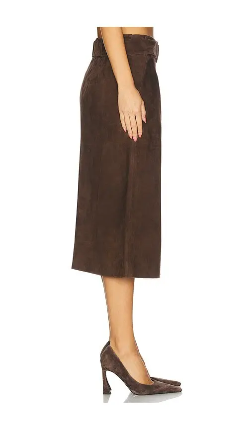 Veronica Beard Alexie Leather Midi Skirt - Mocha