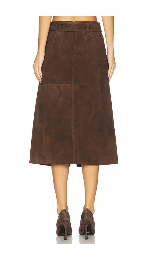 Veronica Beard Alexie Leather Midi Skirt - Mocha