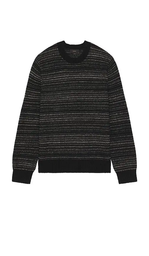 Vince Marled Stripe Long Sleeve Crew - Black & Medium Heather Grey