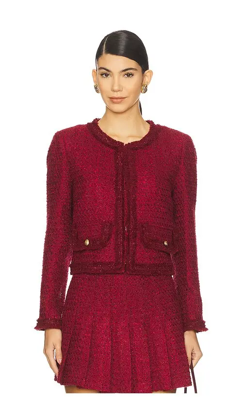 Alice + Olivia Landon Cropped Boxy Tweed Jacket