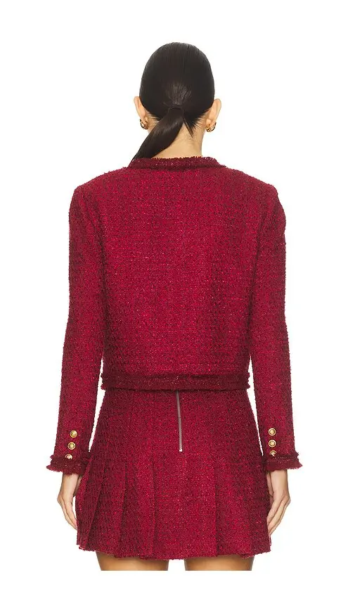 Alice + Olivia Landon Cropped Boxy Tweed Jacket