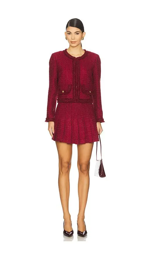 Alice + Olivia Landon Cropped Boxy Tweed Jacket