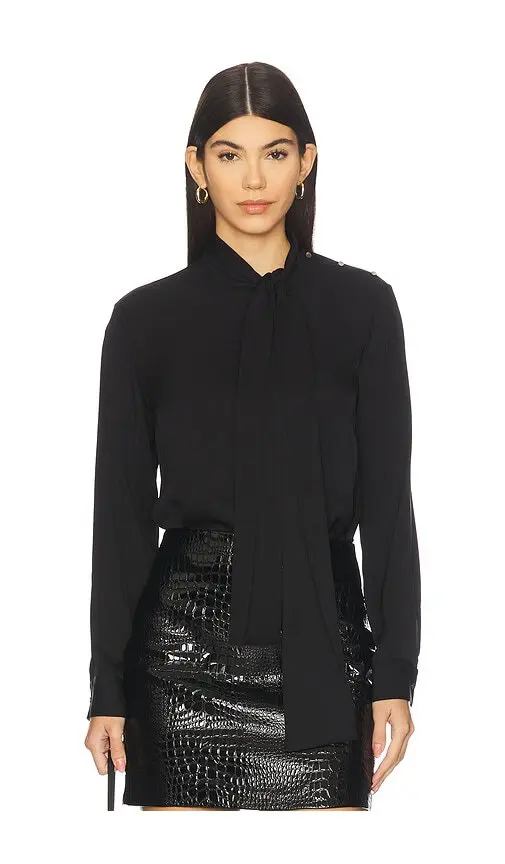 Theory Side Tie Neck Blouse