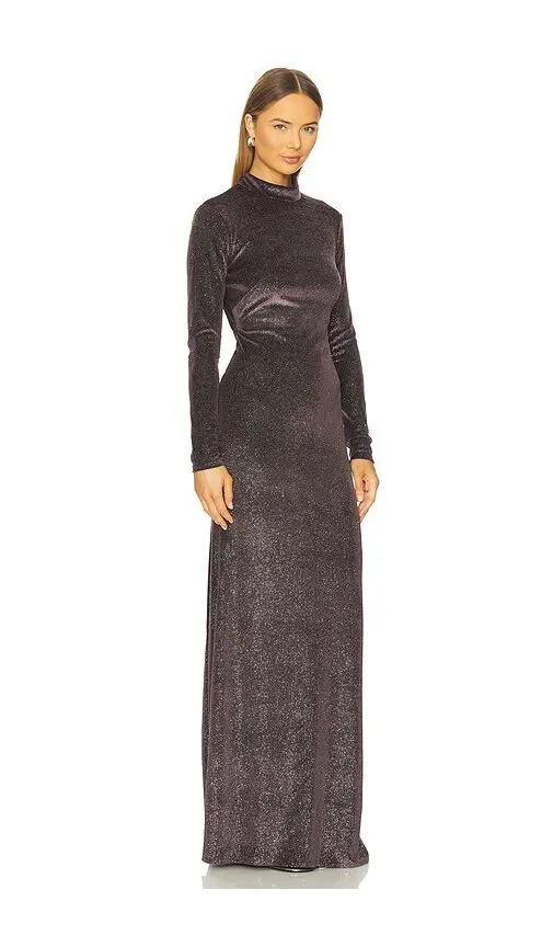 THE SEI Open Back Long Sleeve Gown - Chocolate