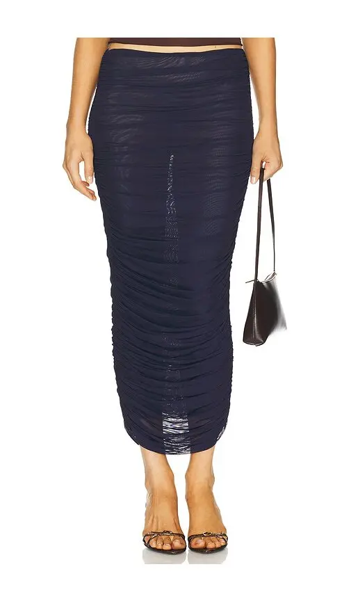 SEROYA Ada Ruched Skirt - Navy