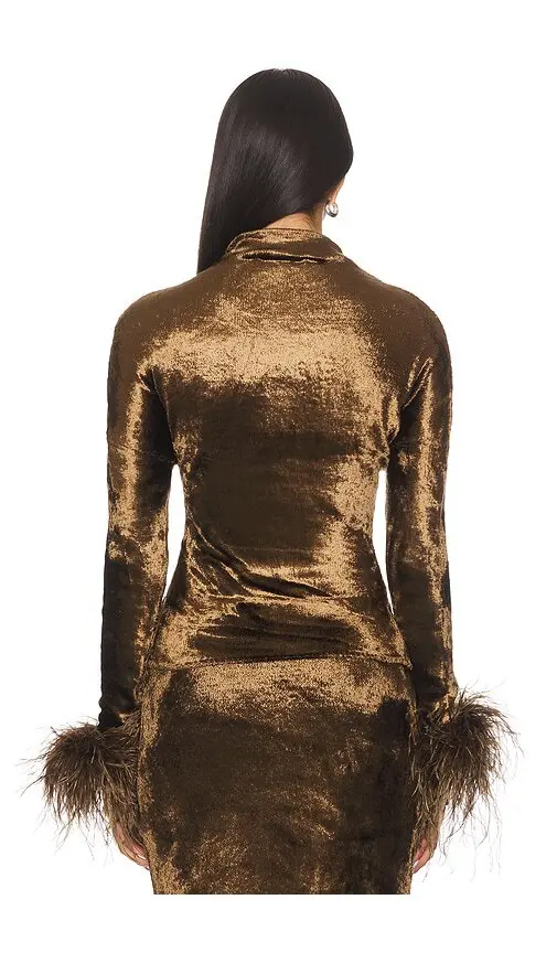 Lapointe Velvet Dolman Top With Ostrich Feather Detail