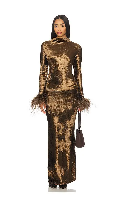 Lapointe Velvet Dolman Top With Ostrich Feather Detail