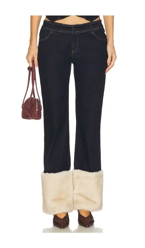OW Desi Jeans With Faux Fur Accents