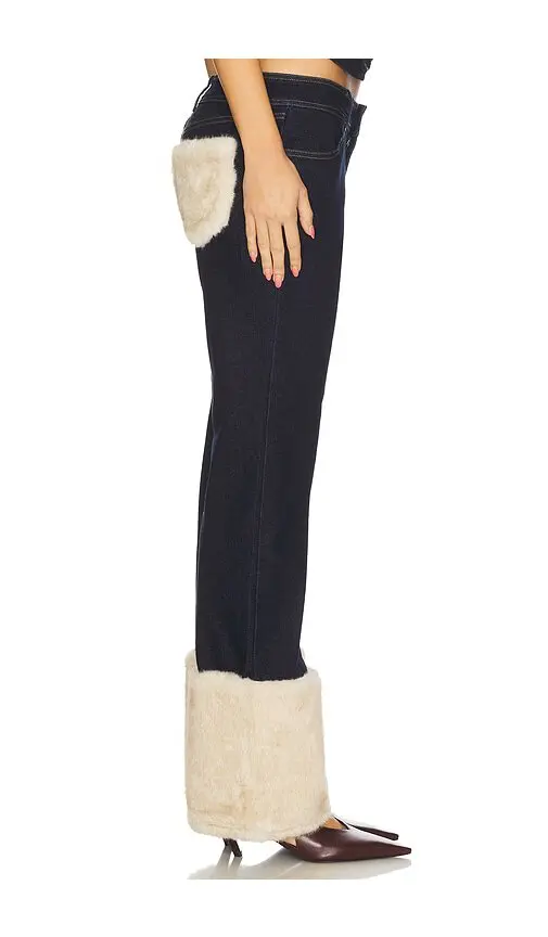 OW Desi Jeans With Faux Fur Accents
