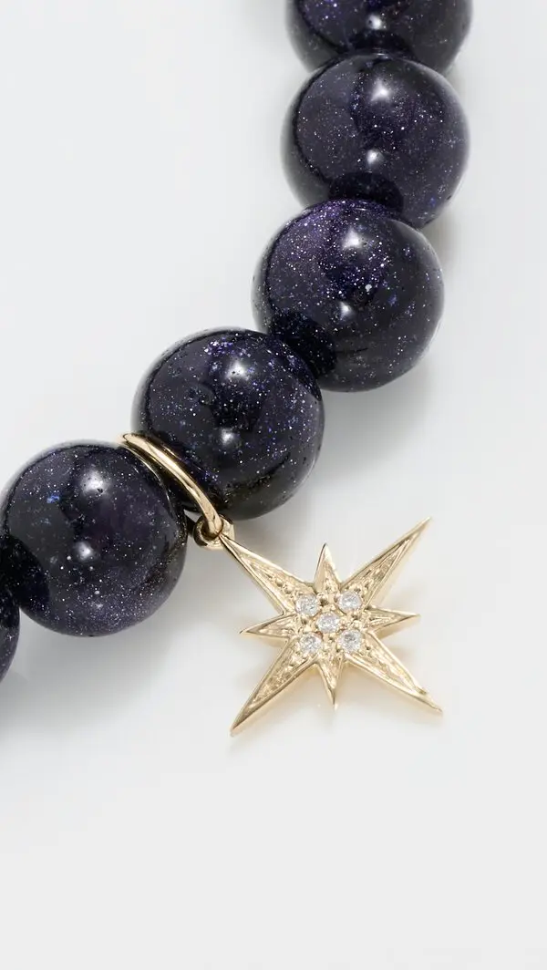 SYDNEY EVAN 14k Small Pave Starburst Charm Bracelet - Blue