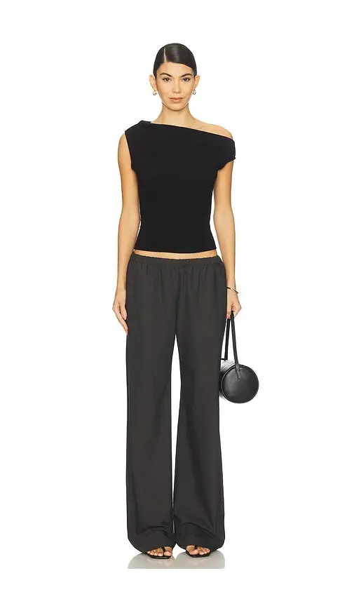 LESET Lauren Ruched Asymmetrical Top