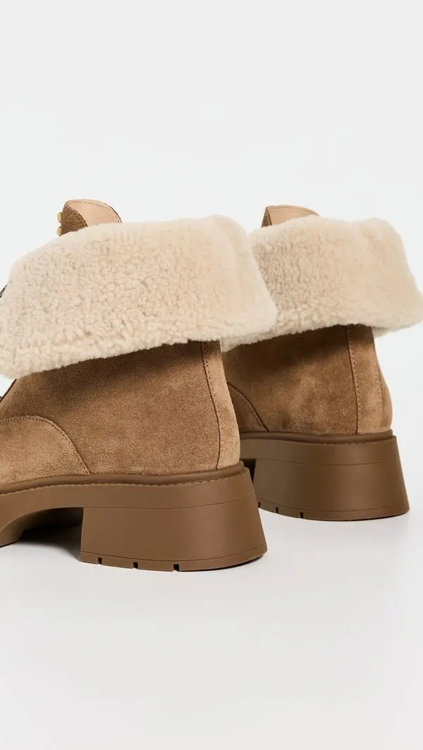 COACH Leah Platform Suede Shearling Booties