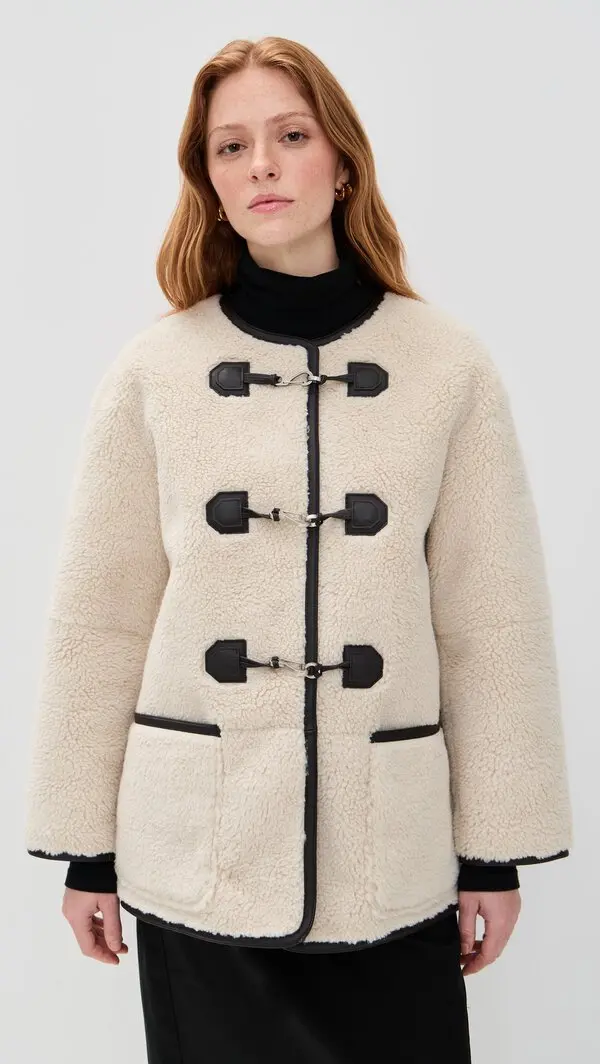 DUNST Collarless Shearling Jacket