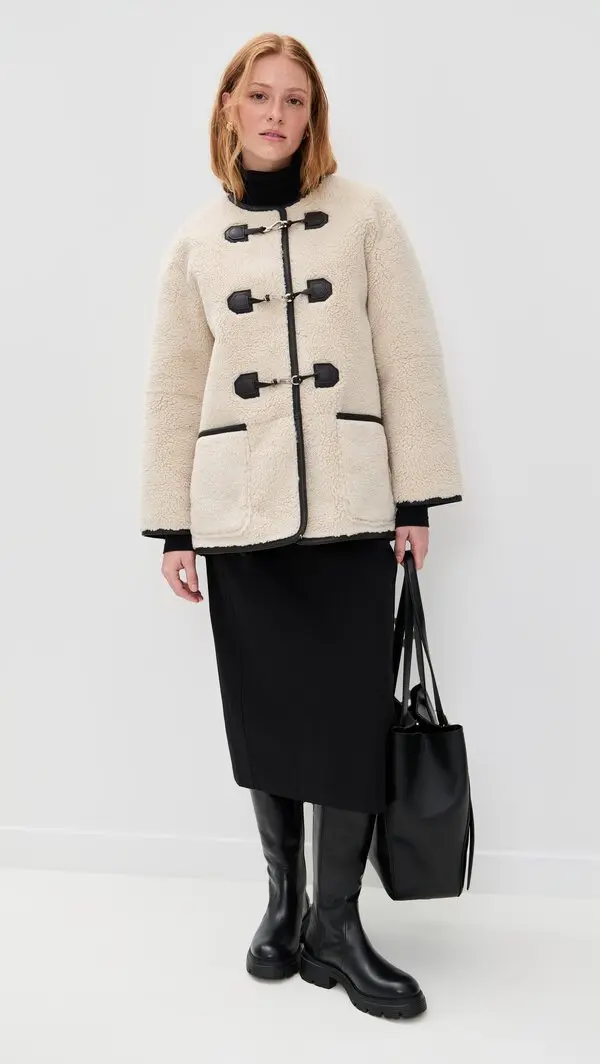 DUNST Collarless Shearling Jacket
