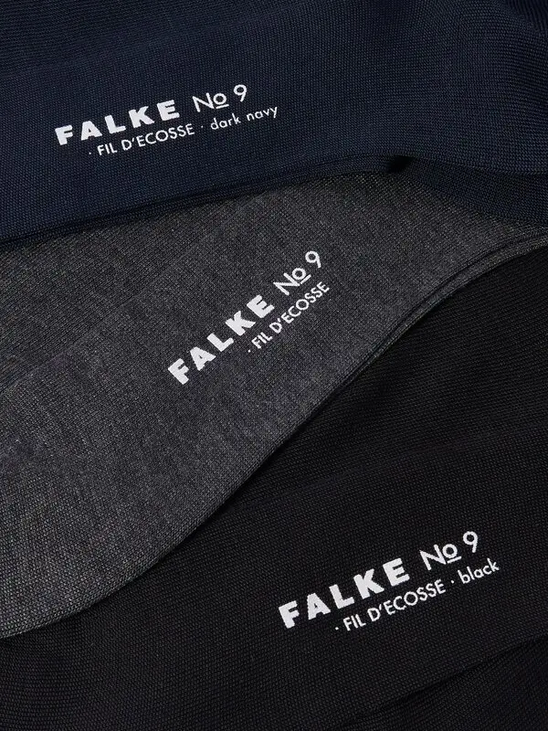 Falke No. 9 Pure Fil D´écosse Cotton-blend Socks Three-pack - Black