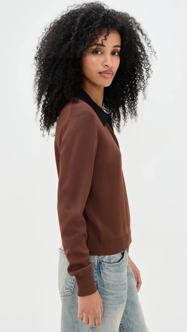 LE BOP Trompe L'oeil Layered Polo - Chocolate/black