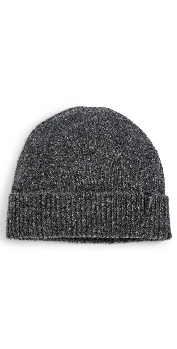 Vince Donegal Cashmere Jersey Cuffed Beanie - Charcoal