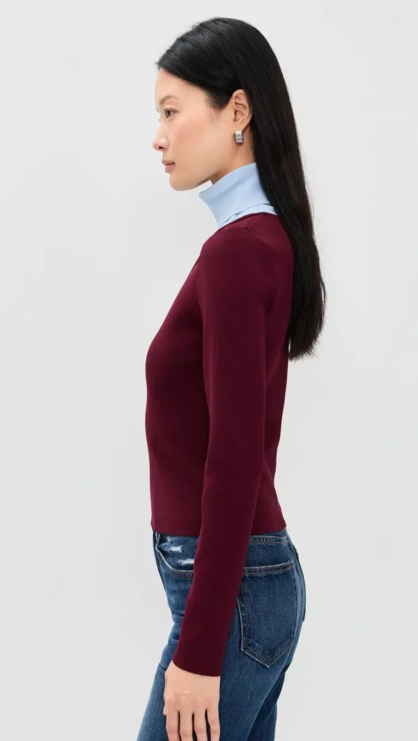 LE BOP Layered Turtleneck Top - Burgundy/light Blue