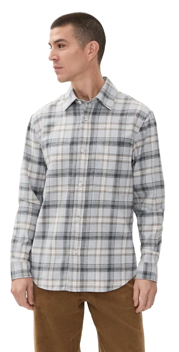 BOSS C-owen Flannel Button Down Shirt - Medium Grey