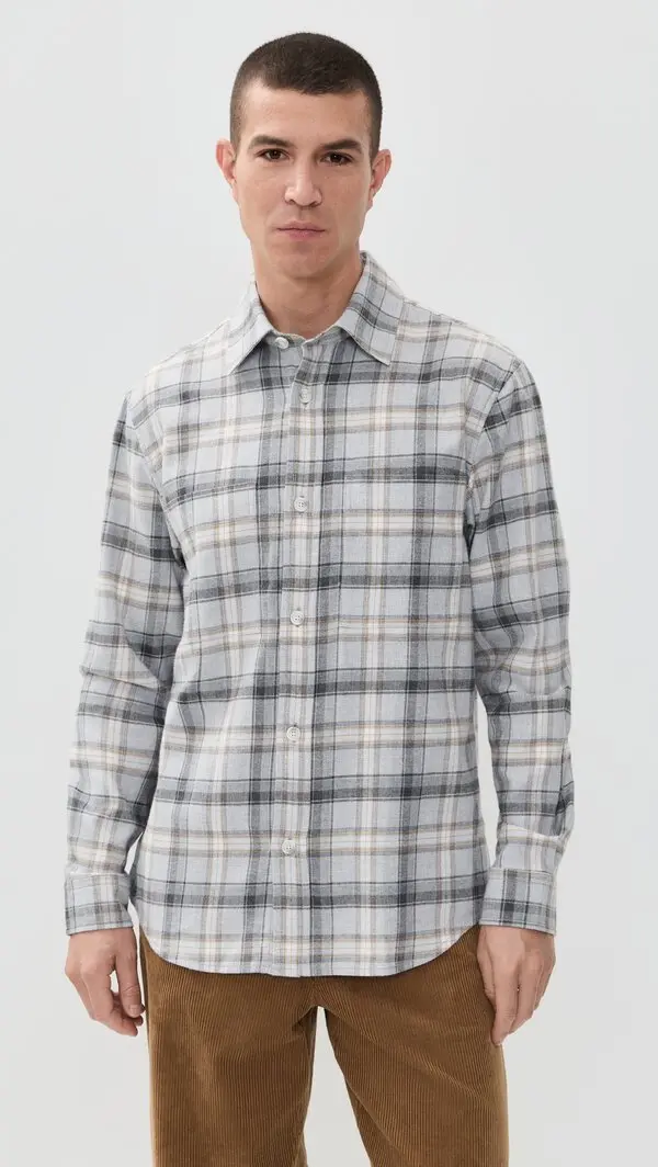 BOSS C-owen Flannel Button Down Shirt - Medium Grey