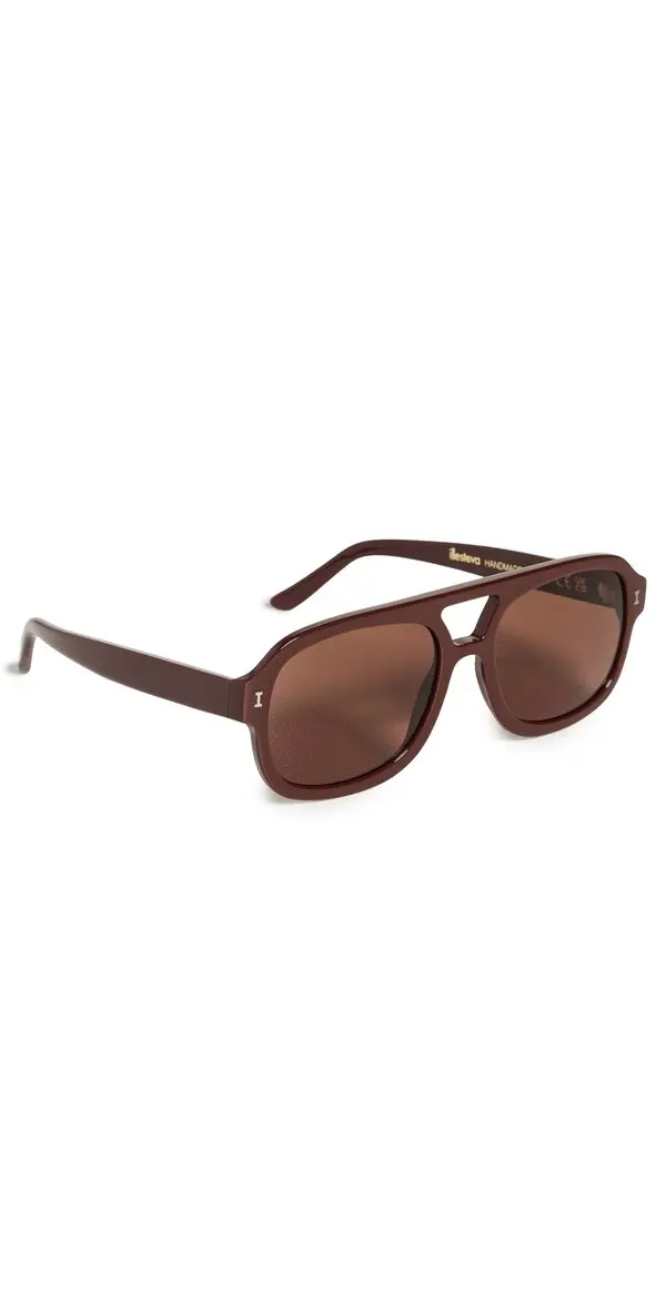 Illesteva Memphis Aviator Sunglasses - Bordeaux W/ Brown