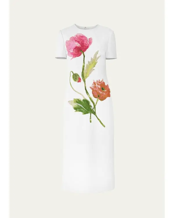 Carolina Herrera Flower-print Crepe Midi Dress