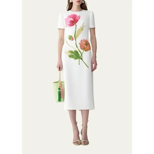 Carolina Herrera Flower-print Crepe Midi Dress