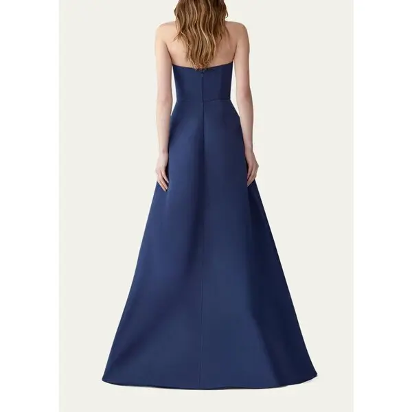 Carolina Herrera Strapless Floral Embroidered A-line Gown