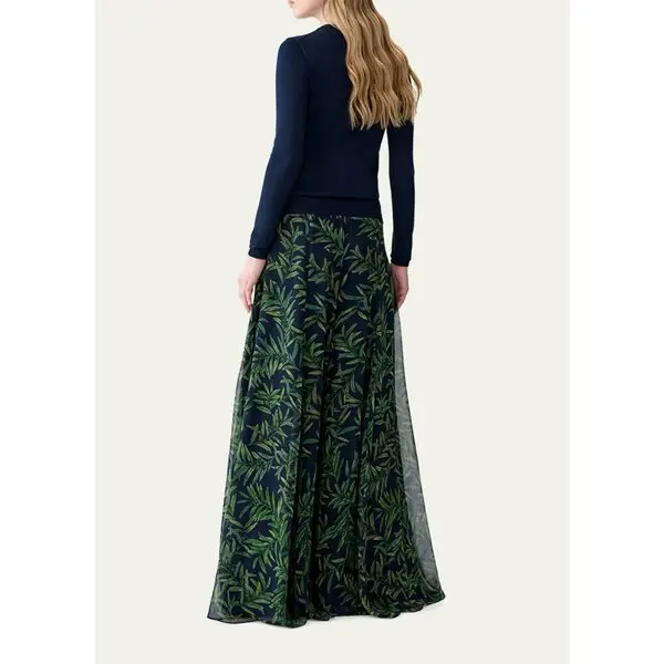Carolina Herrera Olive Branch Embroidered Sweater