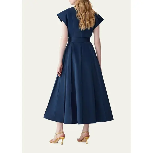 Carolina Herrera Double-breasted Cap-sleeve Belted Midi Dress