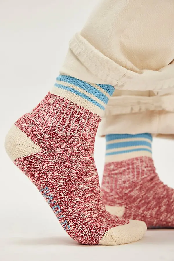 IVY ELLIS The Nairn Socks - Red Slub/blue Stripe