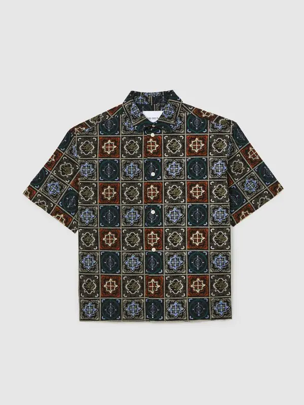 LES DEUX Cotton Tile-embroidery Shirt
