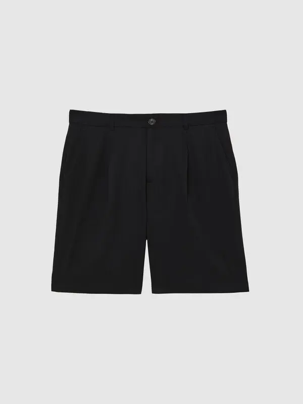 LES DEUX Twill Pleated Suiting Shorts - Black