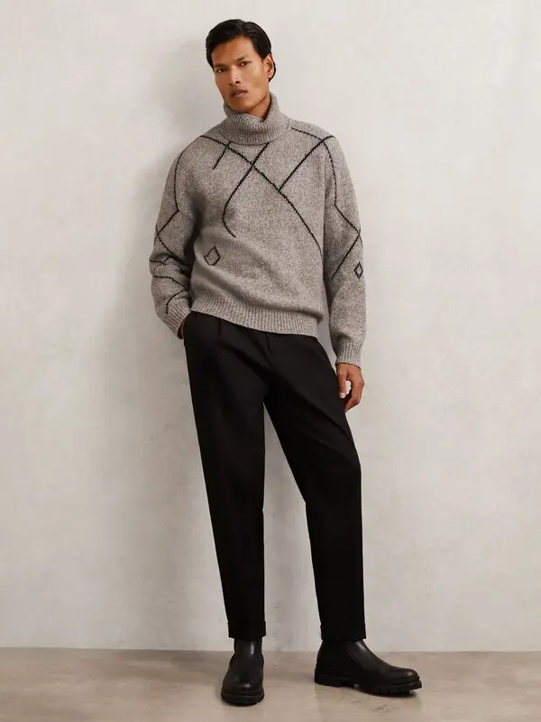REISS Links Wool-blend Argyle Jumper