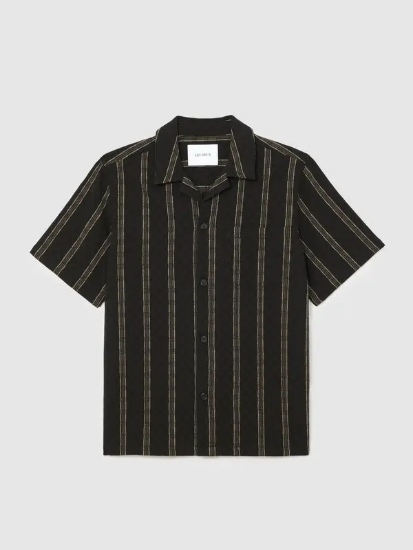 LES DEUX Cotton Textured Stripe Shirt