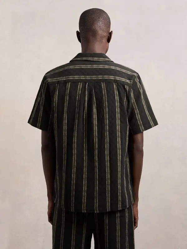 LES DEUX Cotton Textured Stripe Shirt