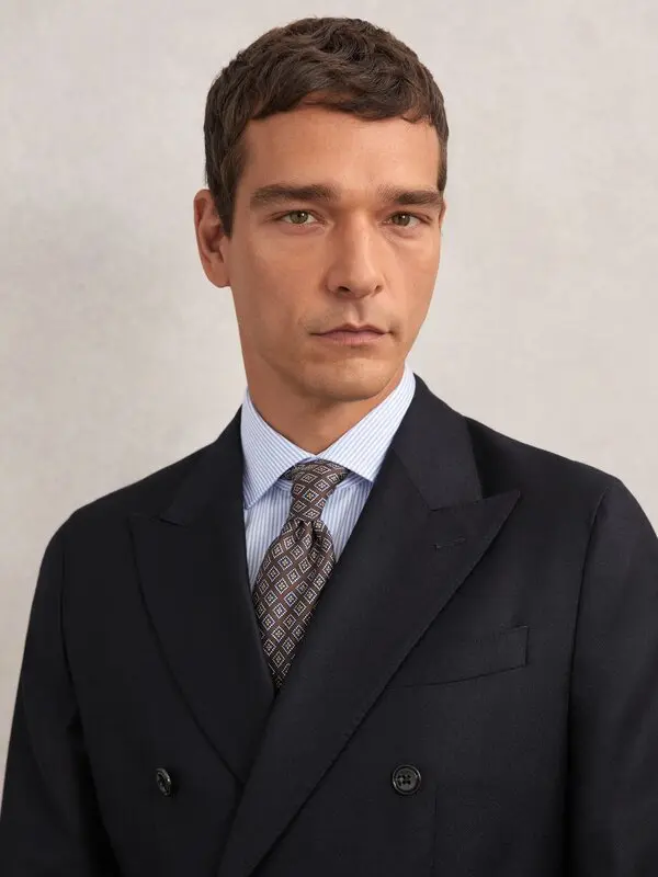 REISS Wool-flannel Double-breasted Blazer Tailored-fit