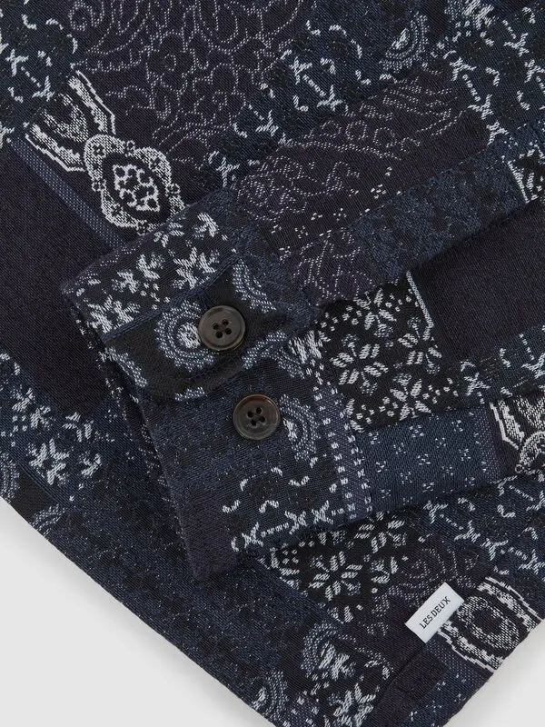 LES DEUX Jacquard Denim Overshirt
