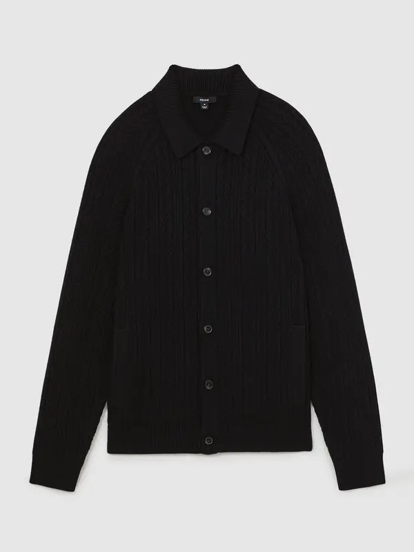 REISS Martley Cable-knit Wool Cardigan