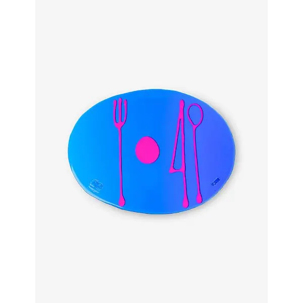 FISH DESIGN BY GAETANO PESCE Tables Mates Resin Cutlery Placemat 50cm - Clear Blue Fluro Fuchsia