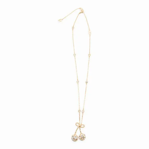 Valentino Garavani Gold Metal Cherry Pendant Necklace - Oro/crystal