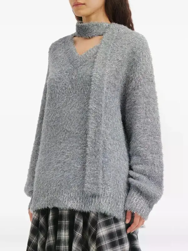B+AB V-neck Attached Scarf Sweater