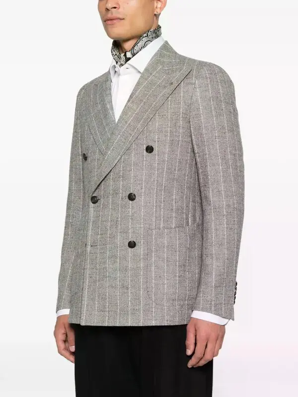 Tagliatore Striped Double-breasted Blazer - Grey
