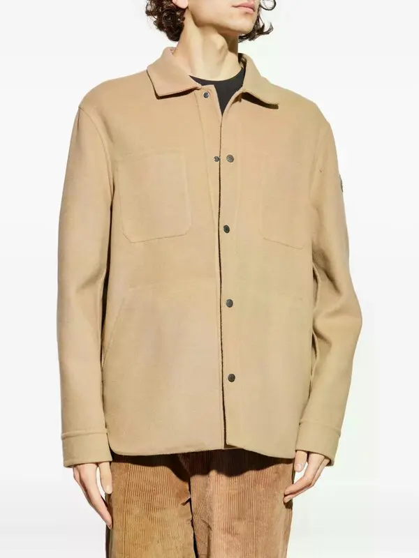 Moncler Tagnit Shirt Jacket With Leather Patch - Neutrals