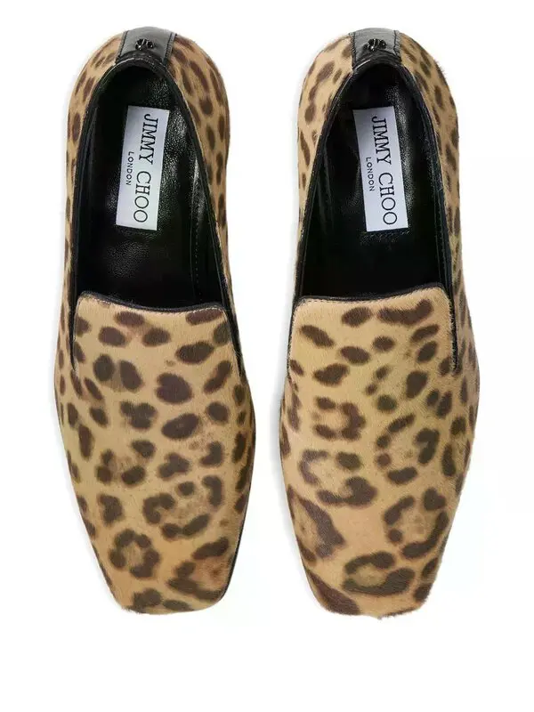 JIMMY CHOO Eliott Leopard-print Loafers - Neutrals