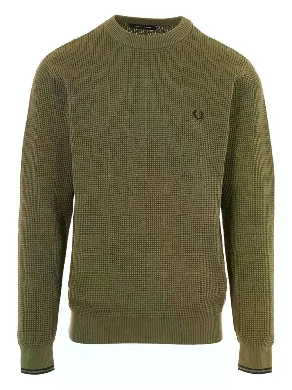 Fred Perry Textured-knit Logo-detail Sweater - Green